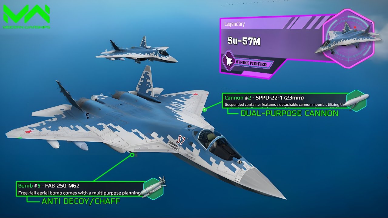 New Legendary Strike Fighter Overview & Gameplay! Su-57M With Double ...