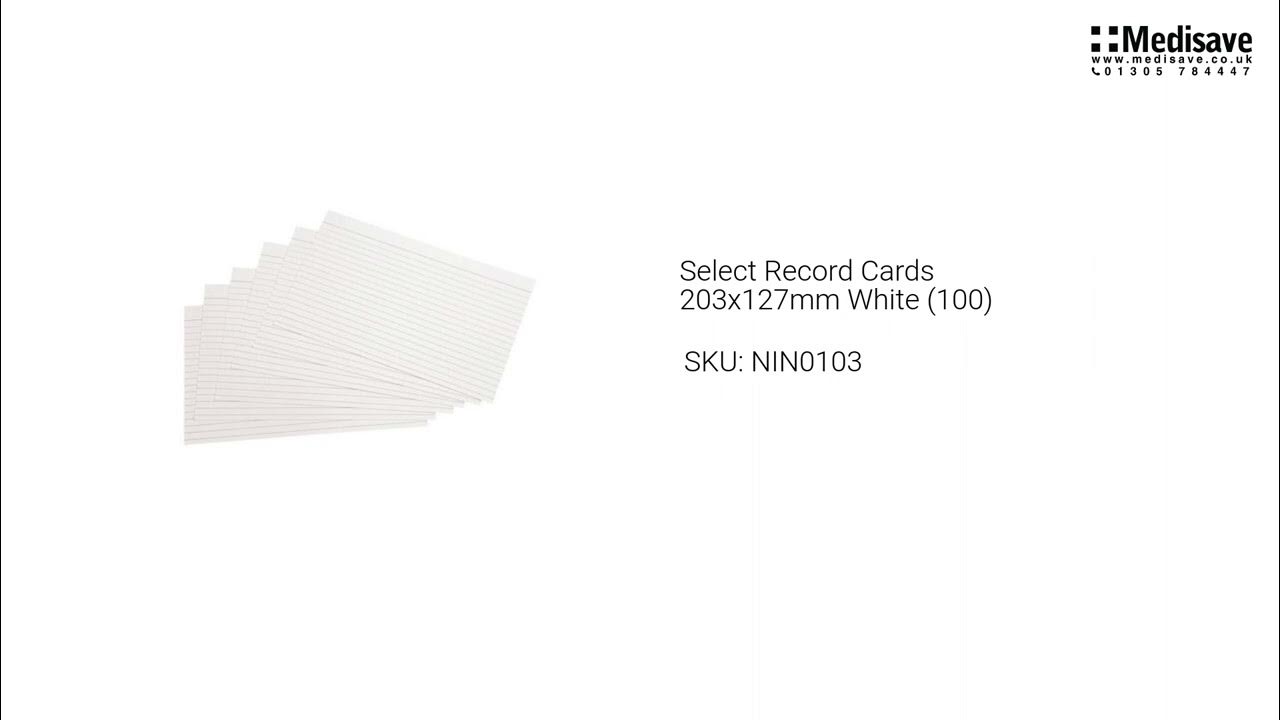 Select Record Cards 203x127mm White 100 NIN0103 - YouTube