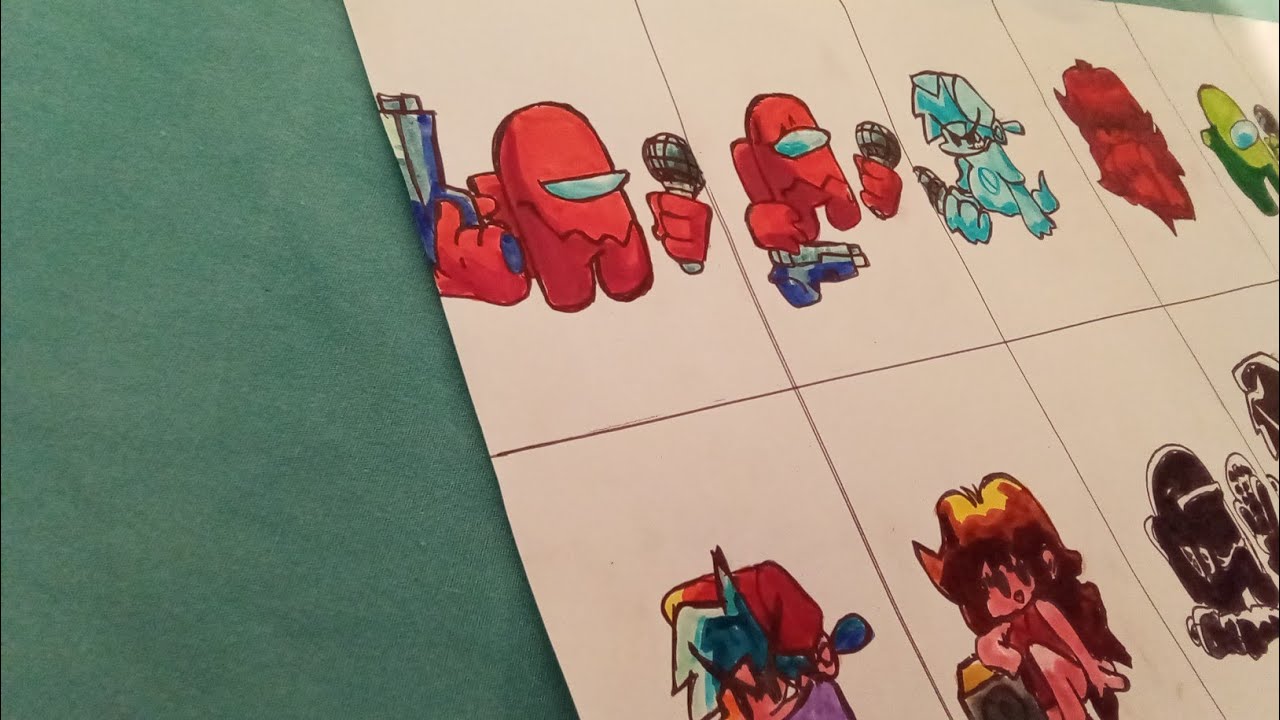 drawing fnf among us v4 by kid's Light - YouTube