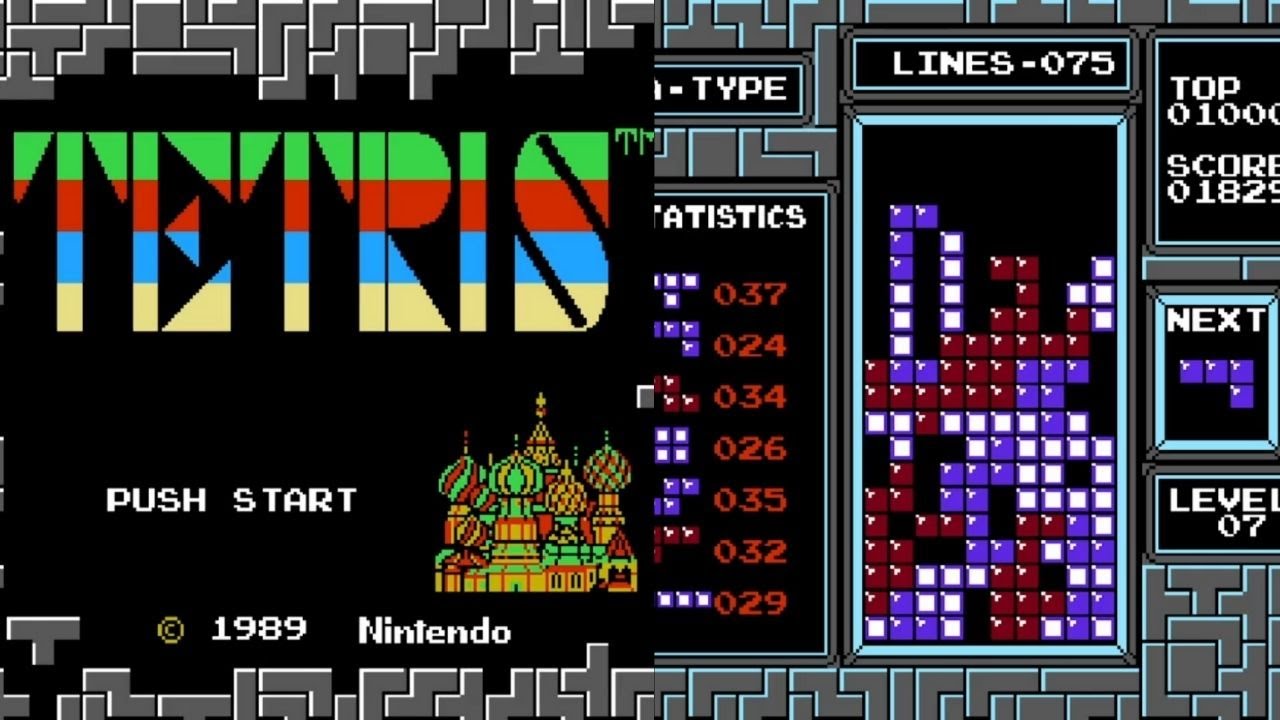 1989 Tetris. Nintendo Classic and Retro game. Arcade Game. No ...