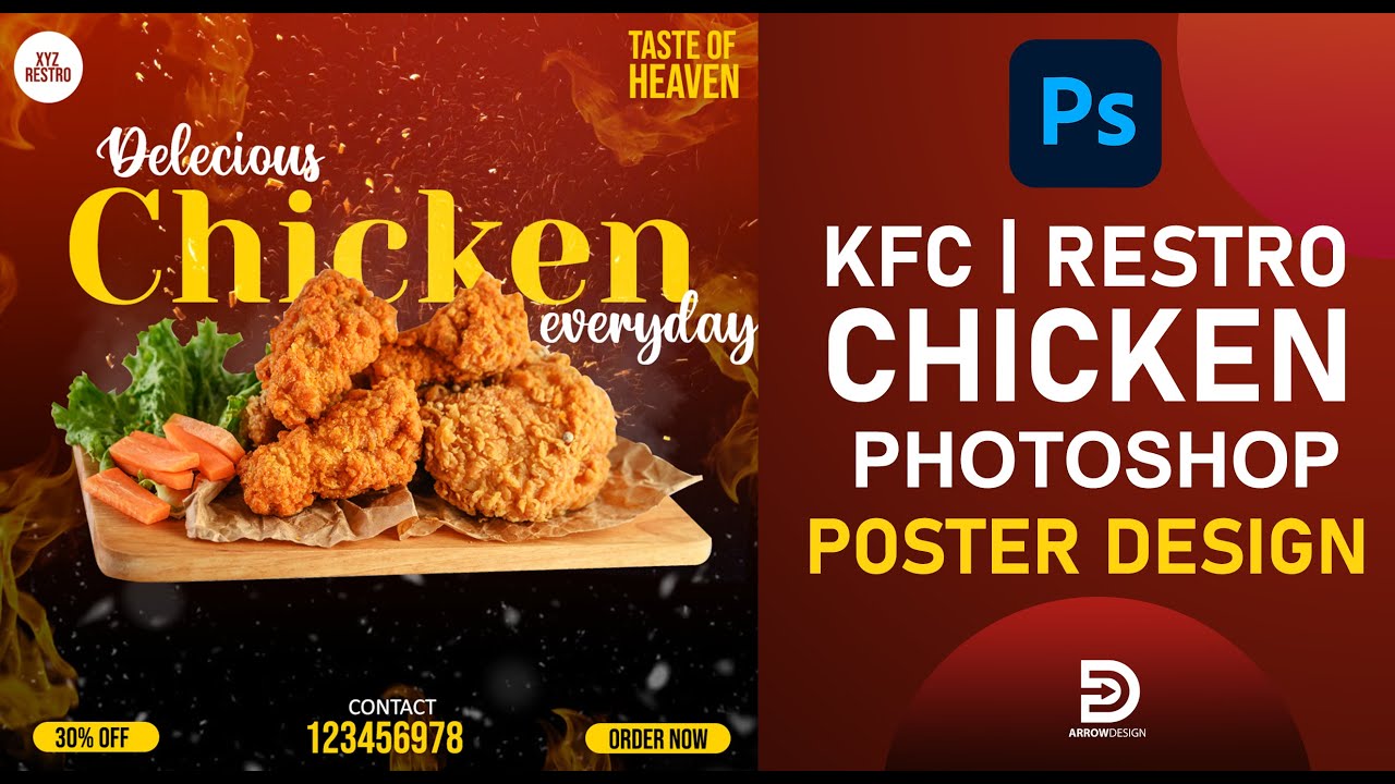 Chicken Poster design for social media | Photoshop Tutorial - YouTube