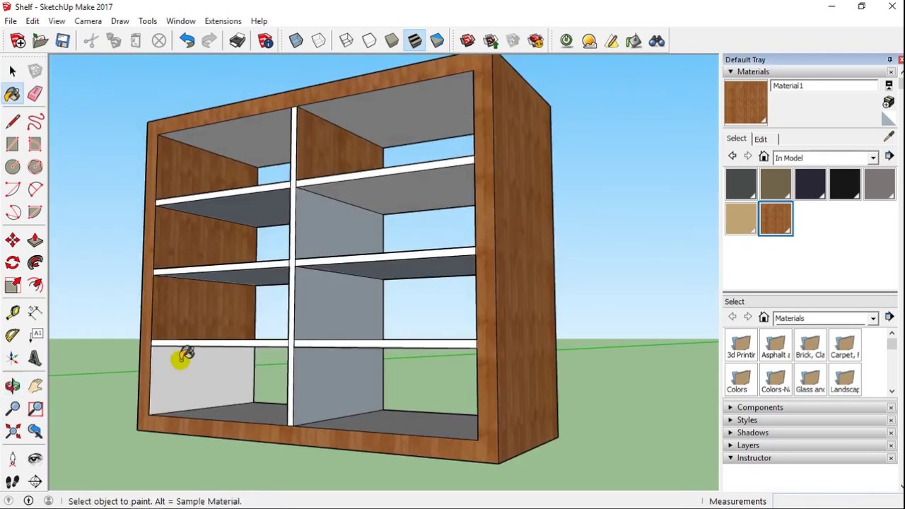 SketchUp Tutorials for Interior design - 36 Shelf design add color ...