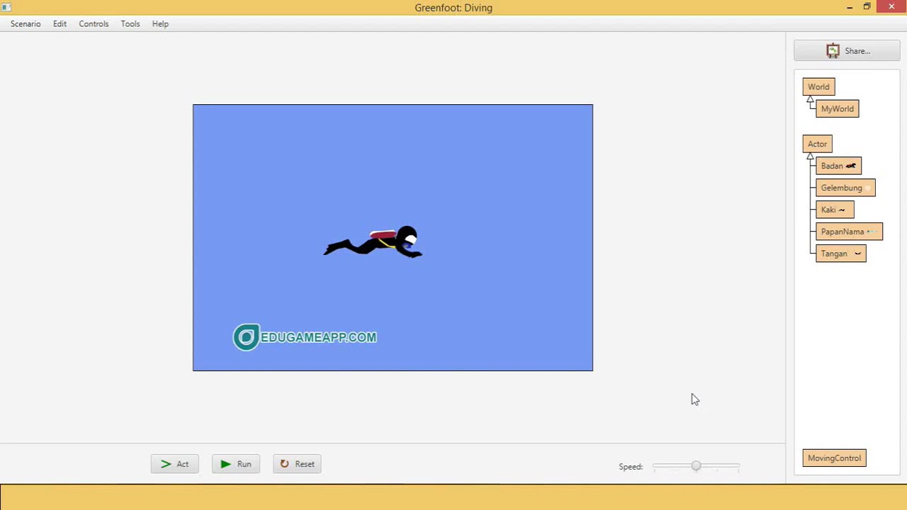 Simple Greenfoot Code of Diving or Swimming Animation - YouTube