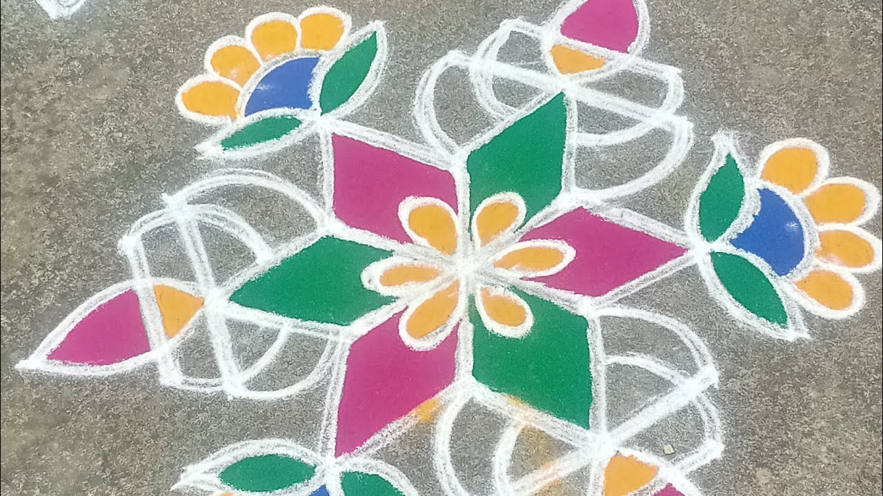 Simple rangoli for beginners 💯🌺🔯🌿#trending #rangoli #kolam #margazhi # ...