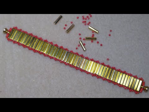 Boru boncuk ve kum boncuktan kolay bileklik/Лёгкий браслет из бисера и стекляруса/Beading bracelet/
