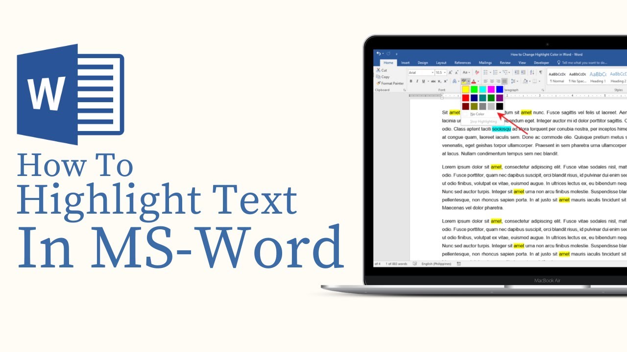 How To Highlight Text in MS-Word - YouTube