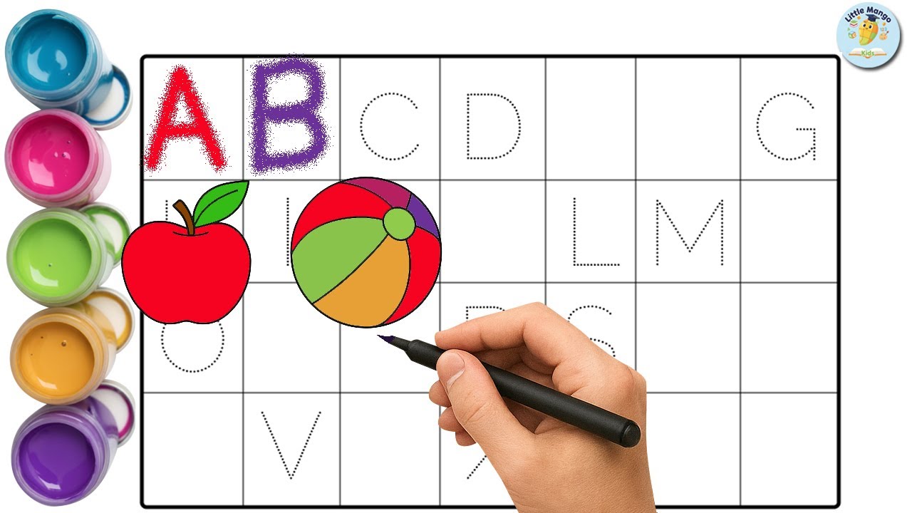 Learn ABCD with Colors & Pictures 🎨 | ABC Tracing for Kids | Alphabet ...