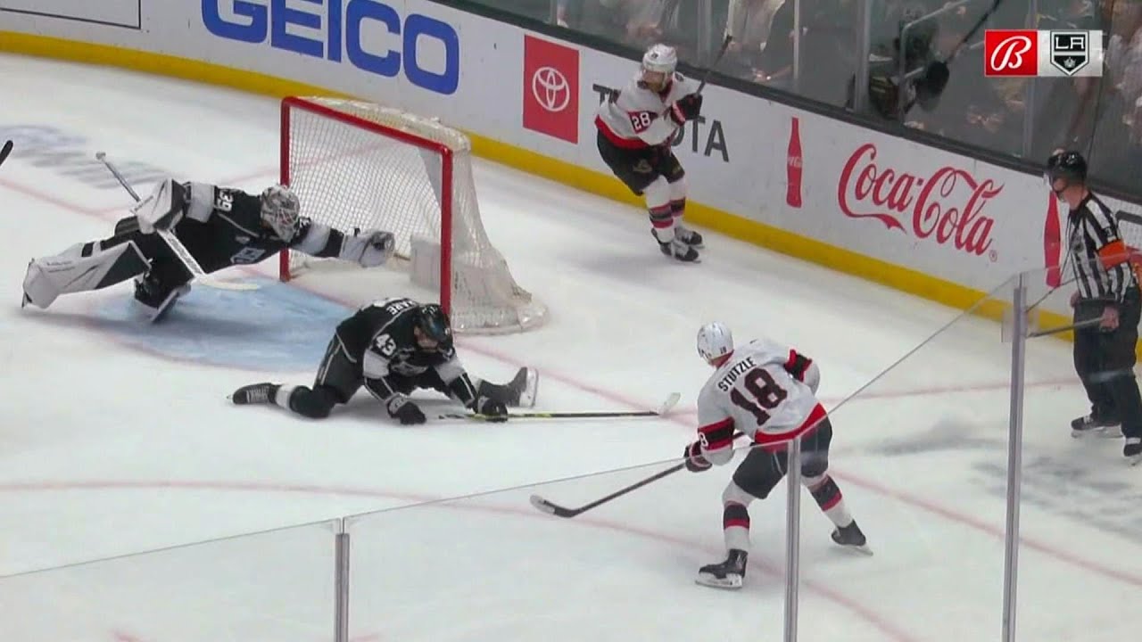 Cam Talbot dives and makes a glove save on Tim Stützle. - YouTube