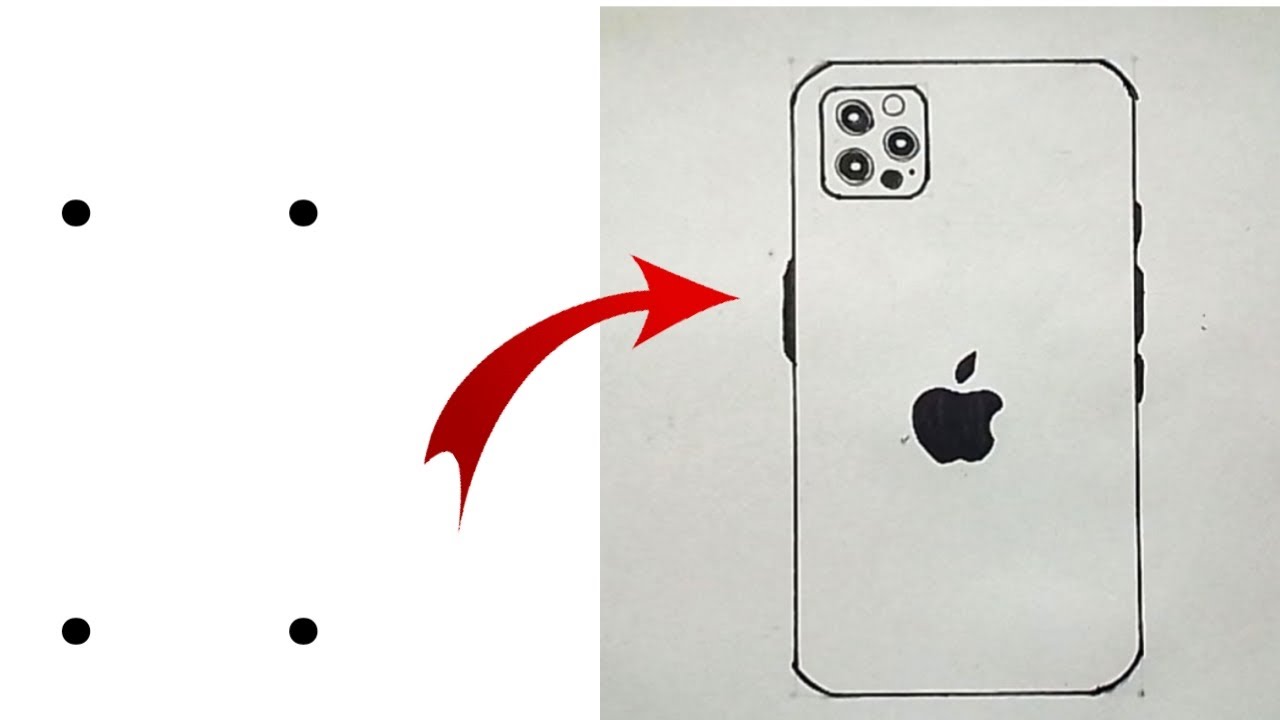 How To Draw iPhone Apple From 4 Dots Without Scale | Easy iPhone Apple ...