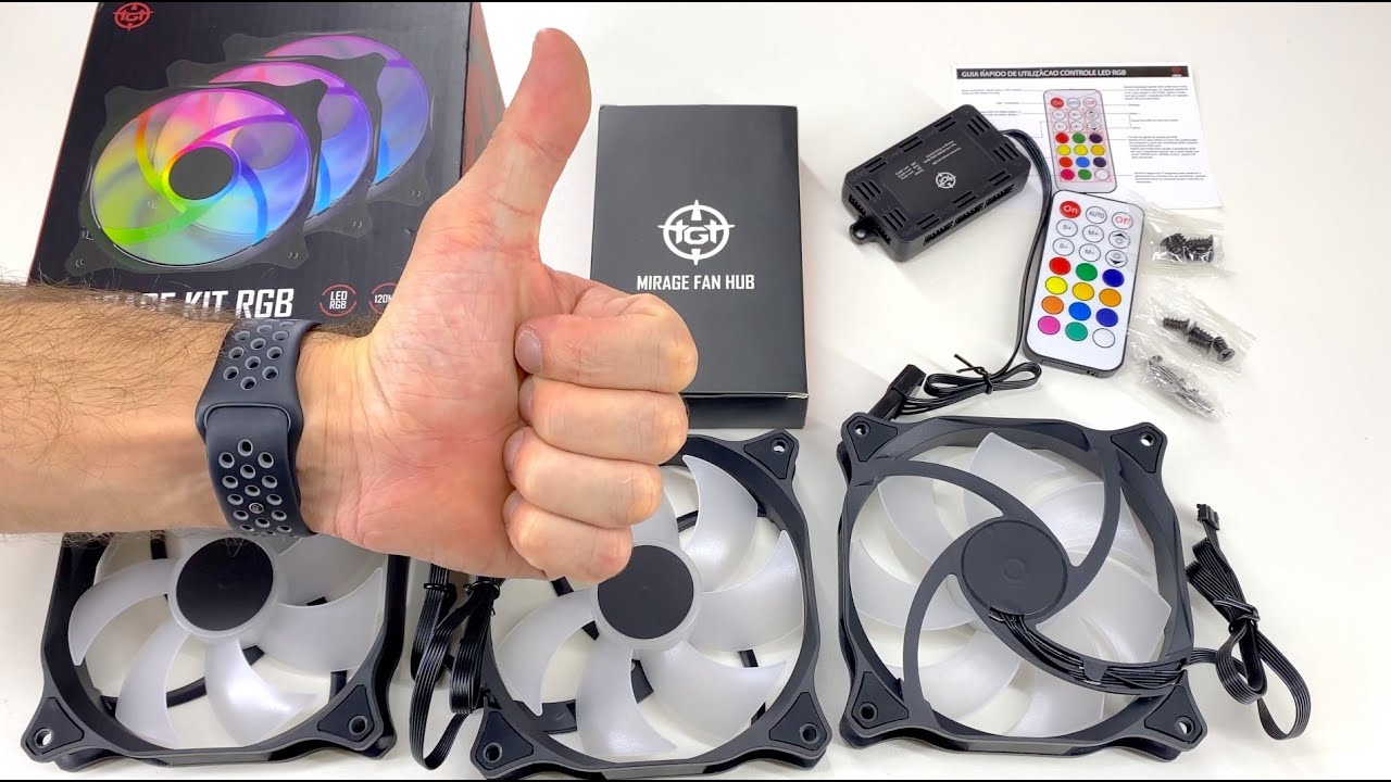 Kit Fan Cooler Ventoinha Mirage RGB Led Colorido com Controle Remoto e ...