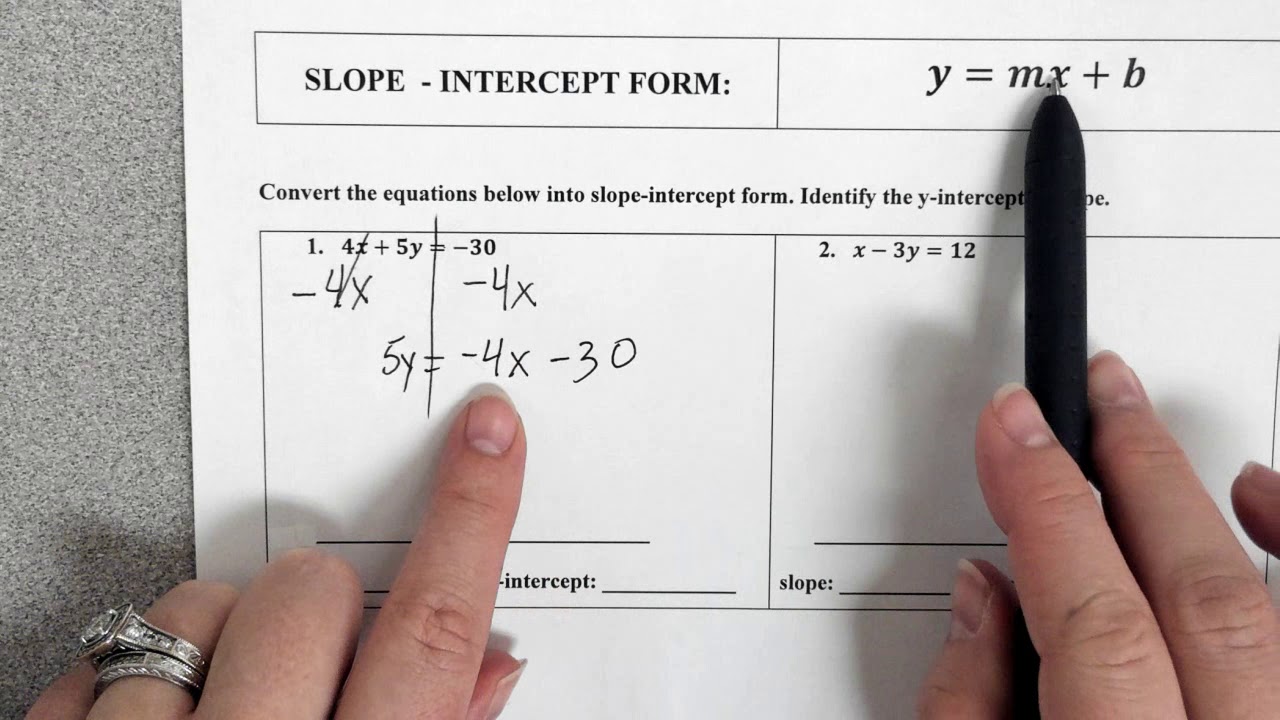 Converting to Slope Intercept Form (Spanish Version) - YouTube