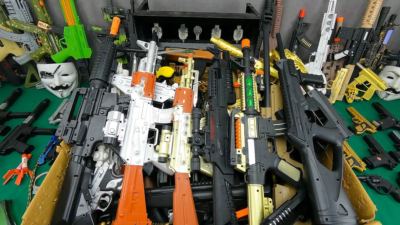 Box Of Toy Guns And Rifles, Special Rifles With Light And Sound Scopes ...