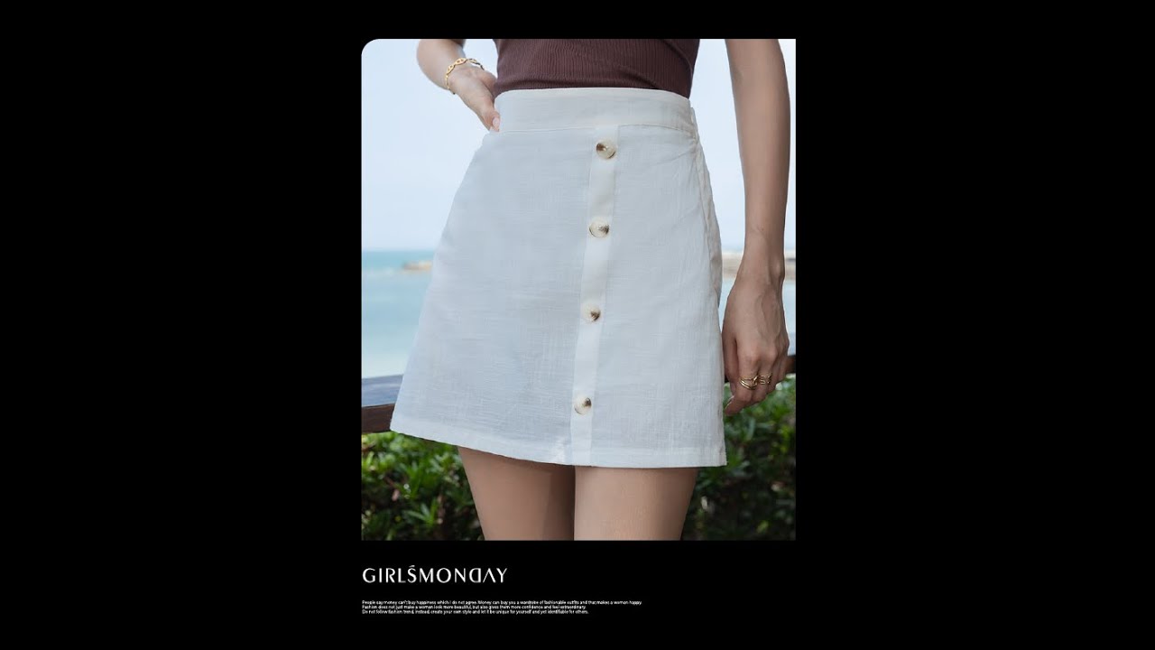 SLENDER LINEN AMBER BUTTON MINI SKIRT - YouTube