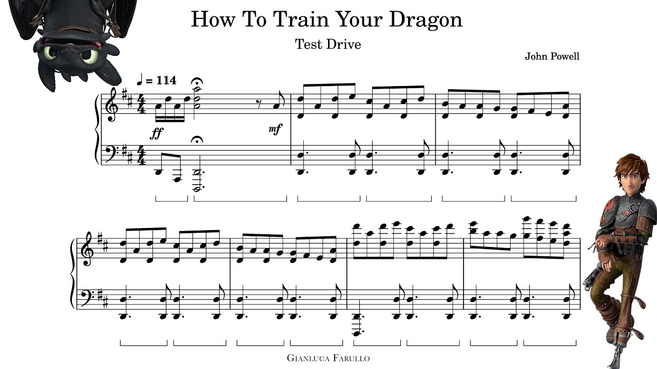 How To Train Your Dragon 'Test Drive' - John Powell | Piano Sheet Music ...