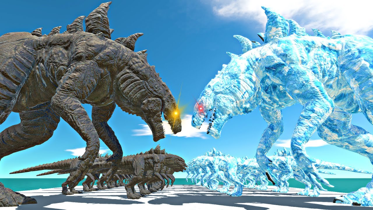Legendary Zilla War | Zilla Team vs Ice Zilla Team - Animal Revolt ...