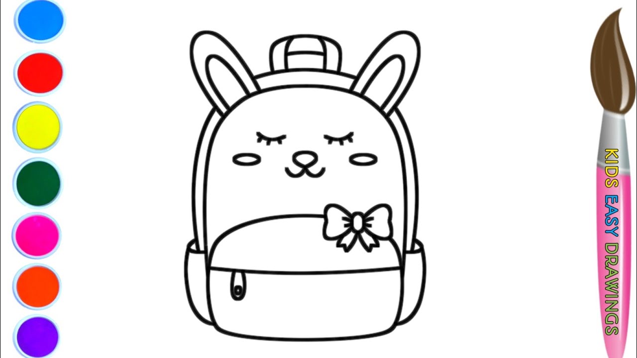 How to draw school bag ||school bag drawing||draw school bag|| kids ...