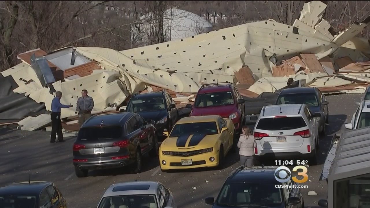 Powerful Winds Rip Roof Off Building In Conshohocken - YouTube