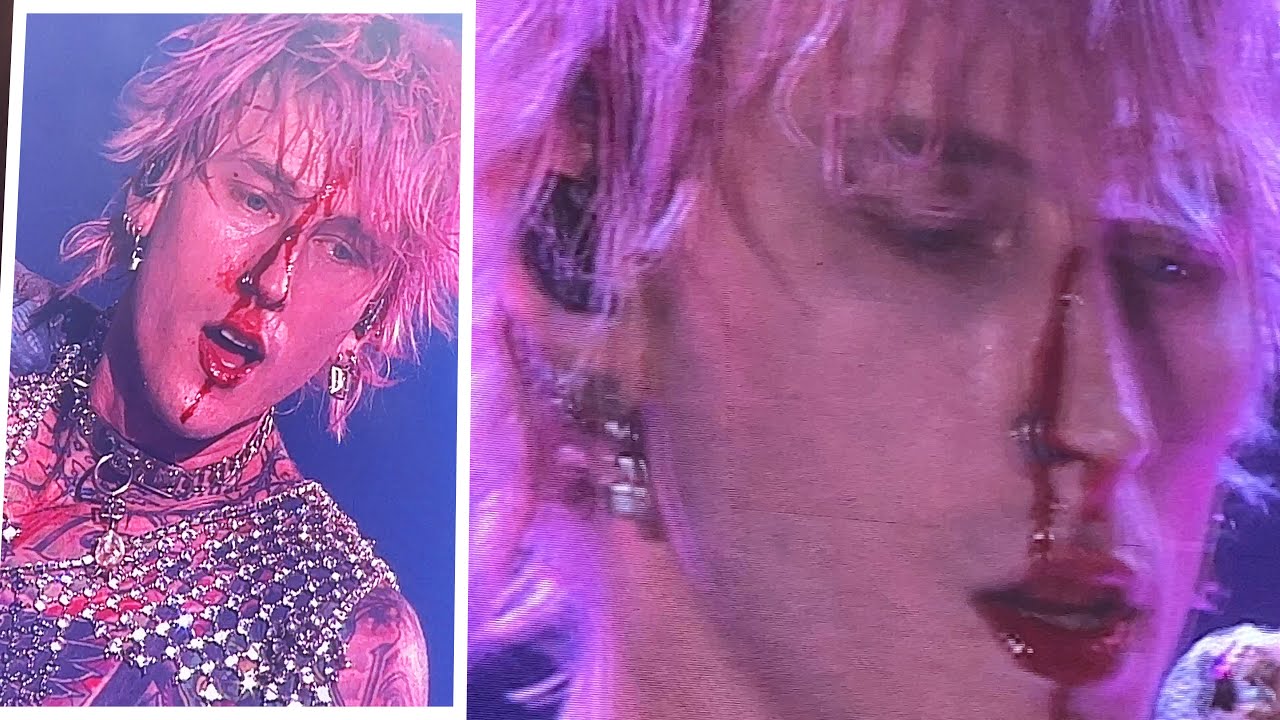 Machine Gun Kelly breaks Wine Glass over Face and Starts Bleeding - YouTube