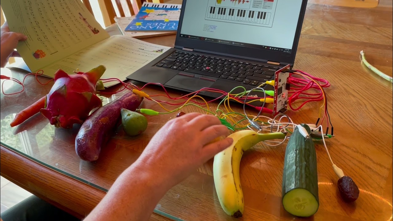 Makey Makey fruit & veggie piano using MK-1 sampling keyboard - YouTube