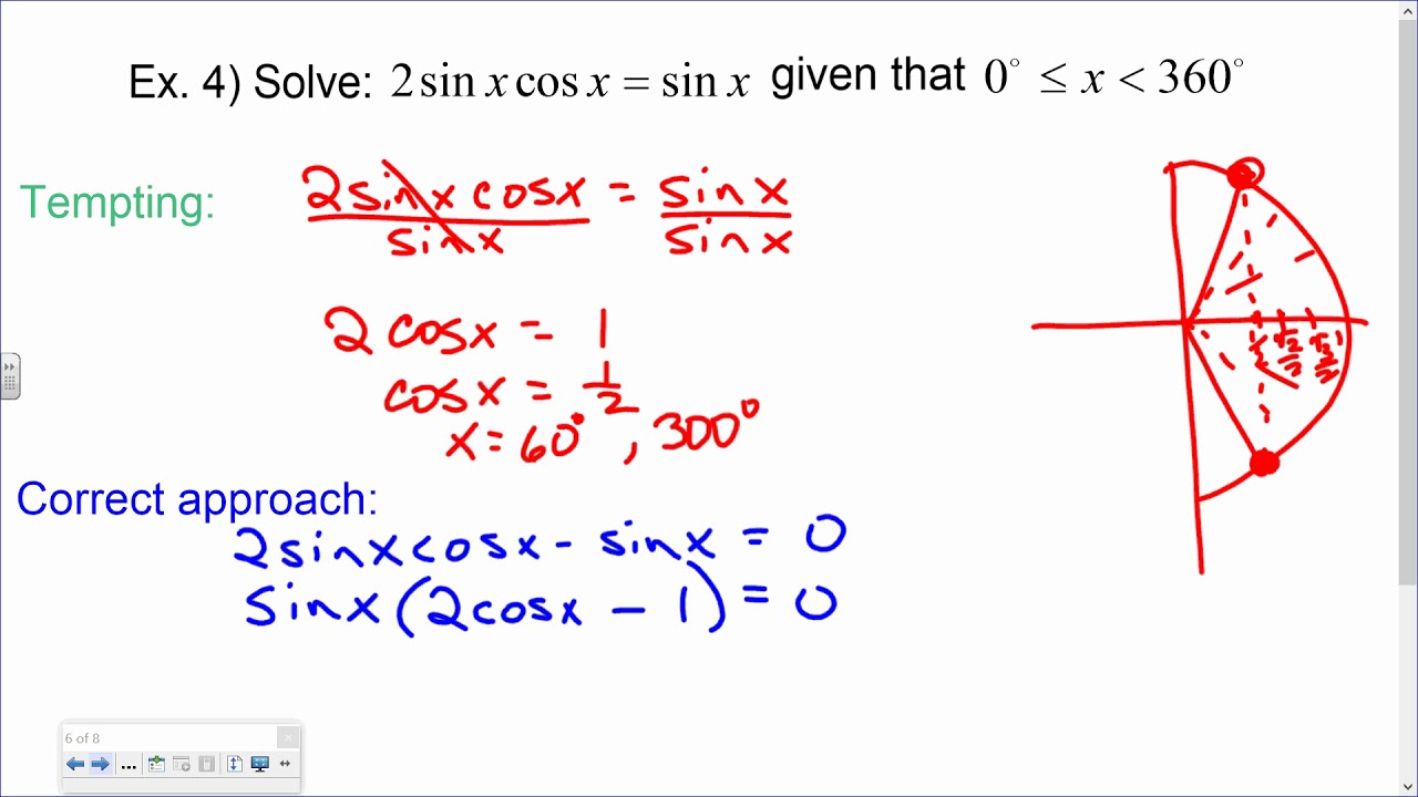 Saxon Advanced Math Lesson 60 Factorable Trig Equations - YouTube