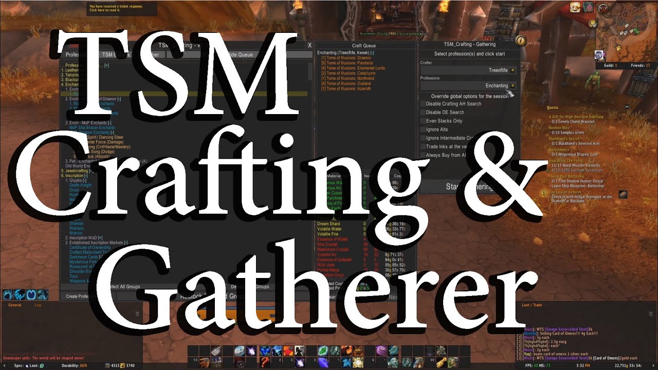 TSM Tutorial: Crafting Queues and Gatherer - YouTube