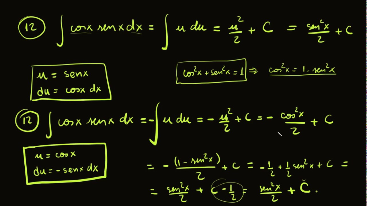 Exercício 12 - Integral por Substituição - Produto entre potências de ...