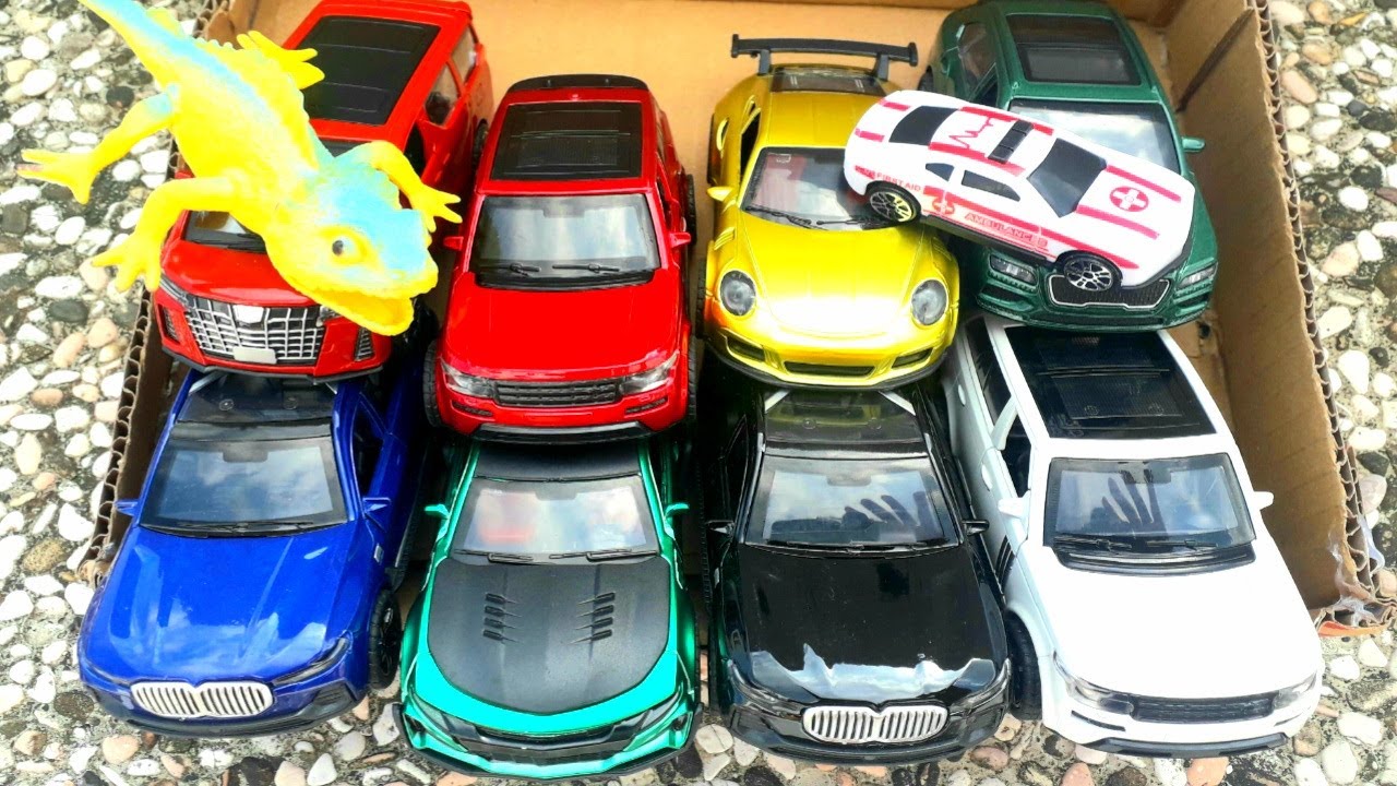 Box Full of Model Cars Bugatti Chiron, Tesla Cybertruck, Bugatti Divo ...