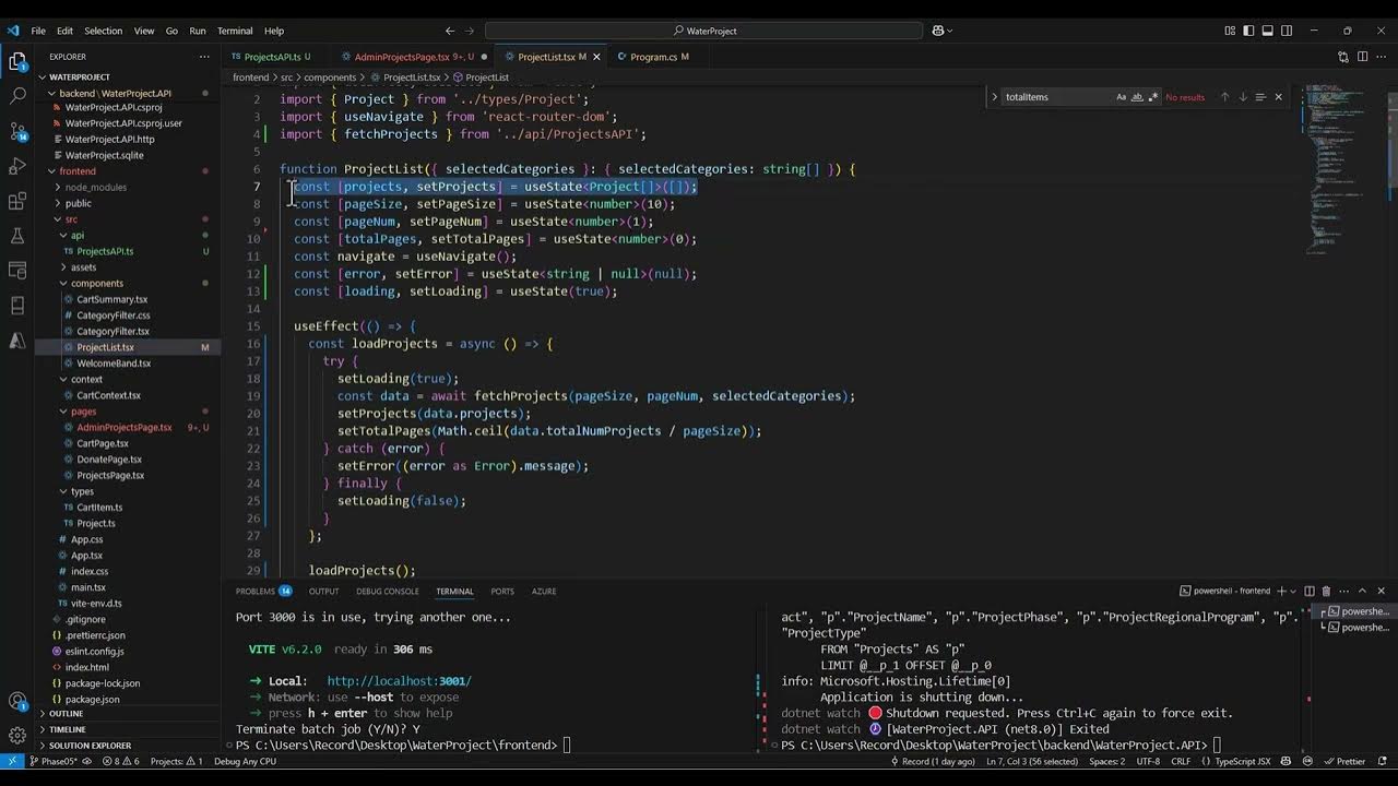 (React & .NET) Water Project, Phase 05 - 04 - Data Call - YouTube