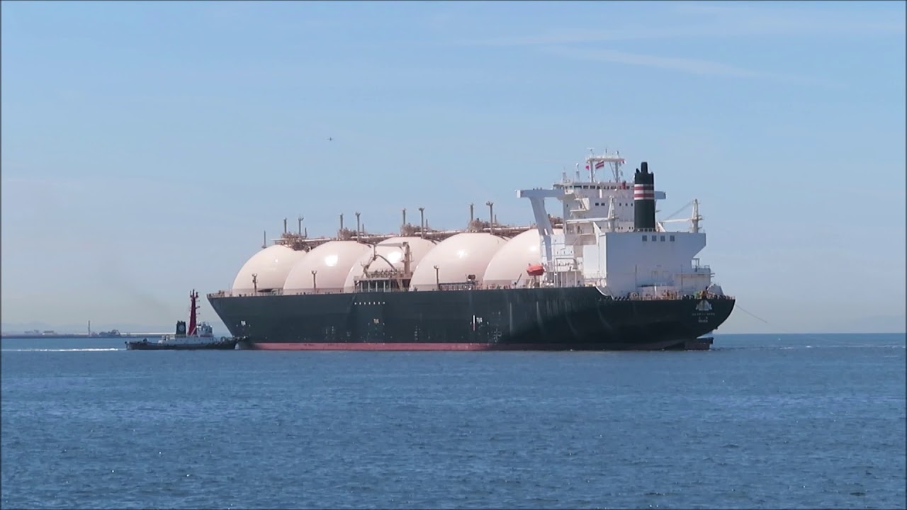 LNG JAMAL 離岸・出港 LNGタンカー(Liquefied Natural Gas Tanker ) - YouTube