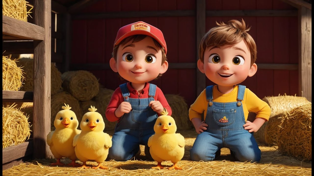 Five Little Chickens in the Barn | Fun Farm Animal Song for Kids | Cute ...