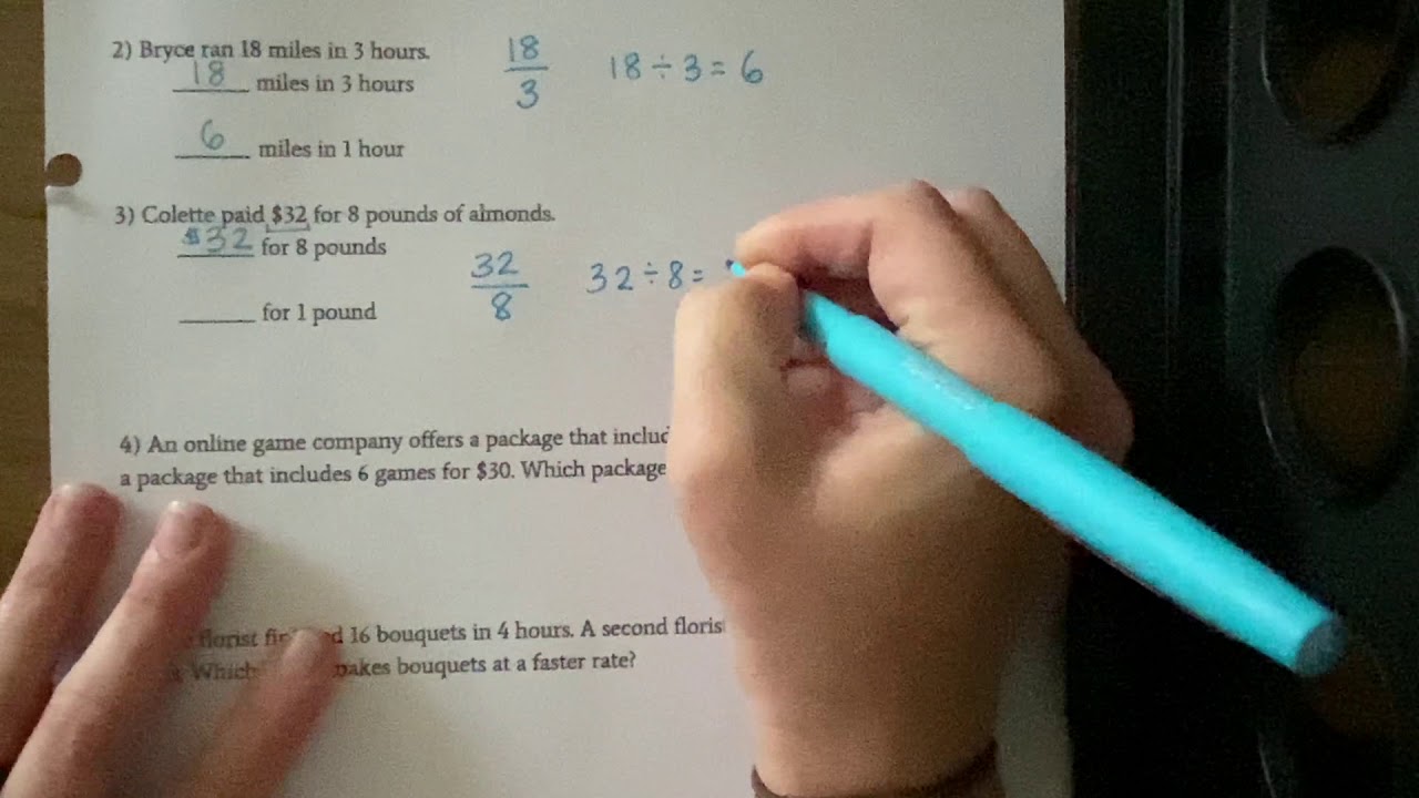 Ratios and Proportions Finding Rates Practice Problems - YouTube