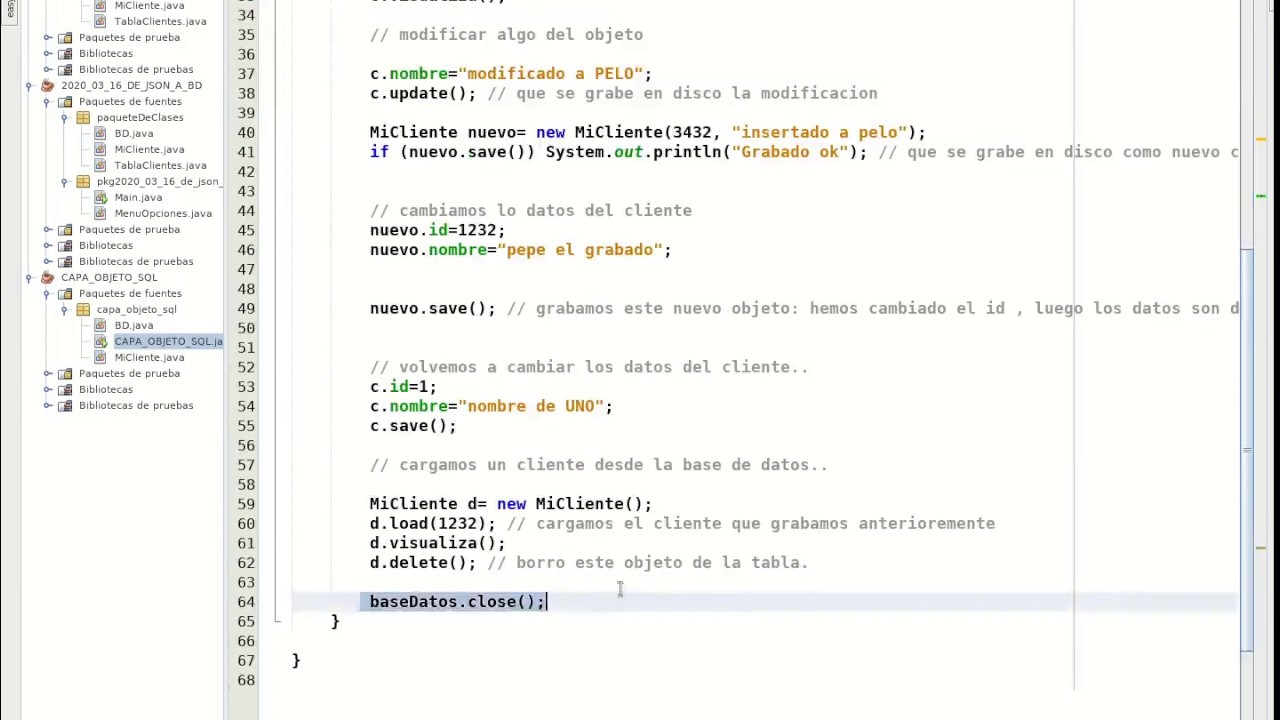 CAPA OBJETO A BASE DE DATOS SQL - YouTube