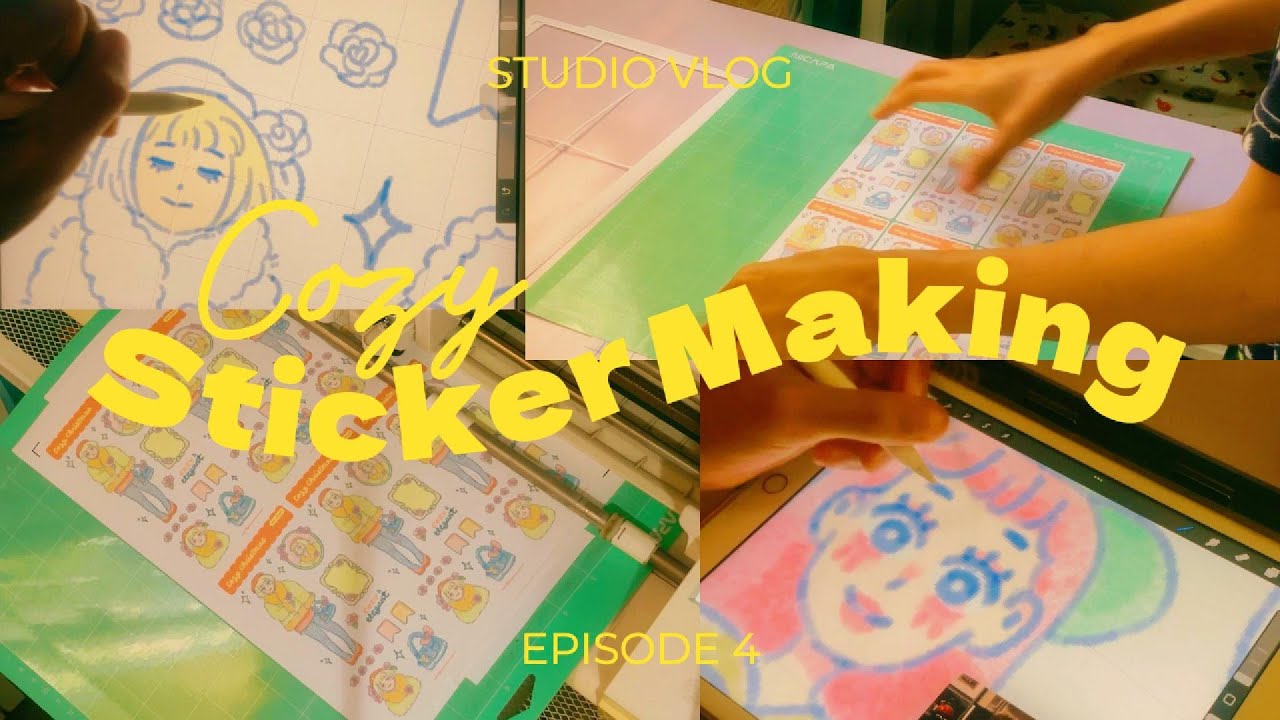 Let's Make Stickers! 🌸 Cozy Art Sticker Making | Ep. 4 STUDIO VLOG ...