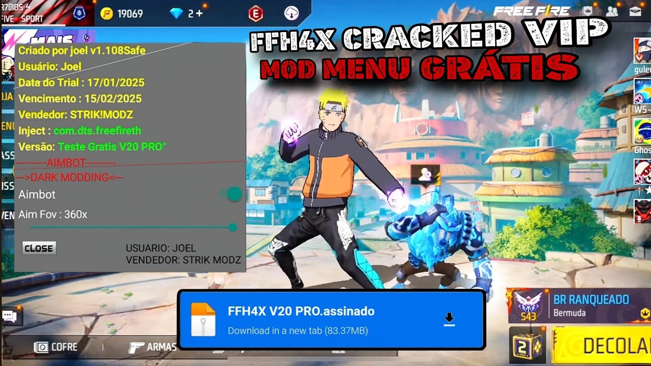SOLTEI O MELHOR MOD MENU - FFH4X V20 CRACK3D - MOD MENU FF 1.108.X ...