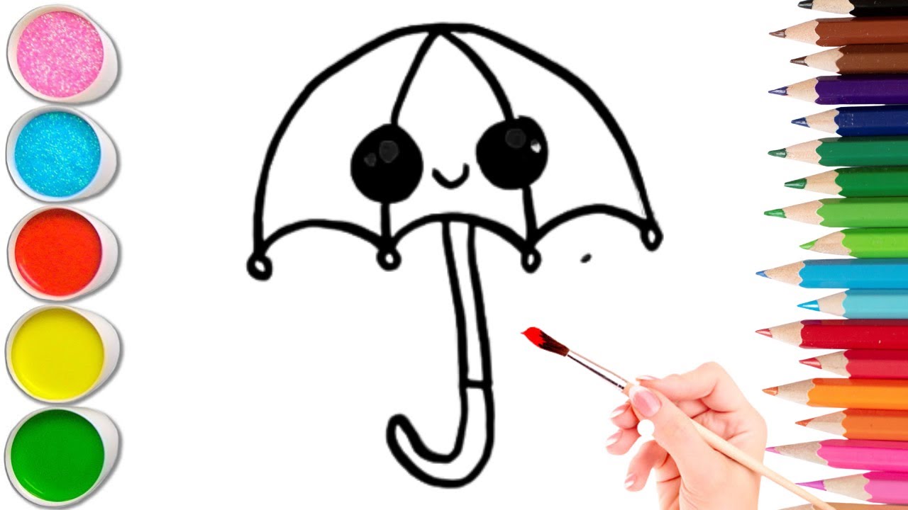 How To Draw cute Umbrella Drawing, Painting & Coloring For Kids and ...