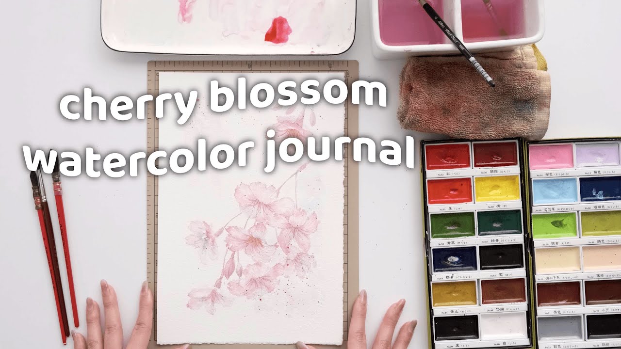 🌸 cherry blossom watercolor journal - YouTube