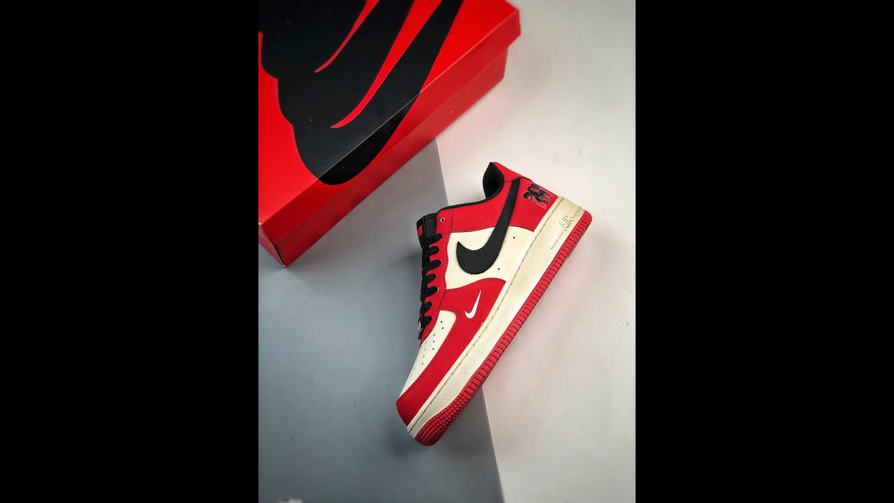 Custom Nike Air Force 1 Low Red White Black - YouTube