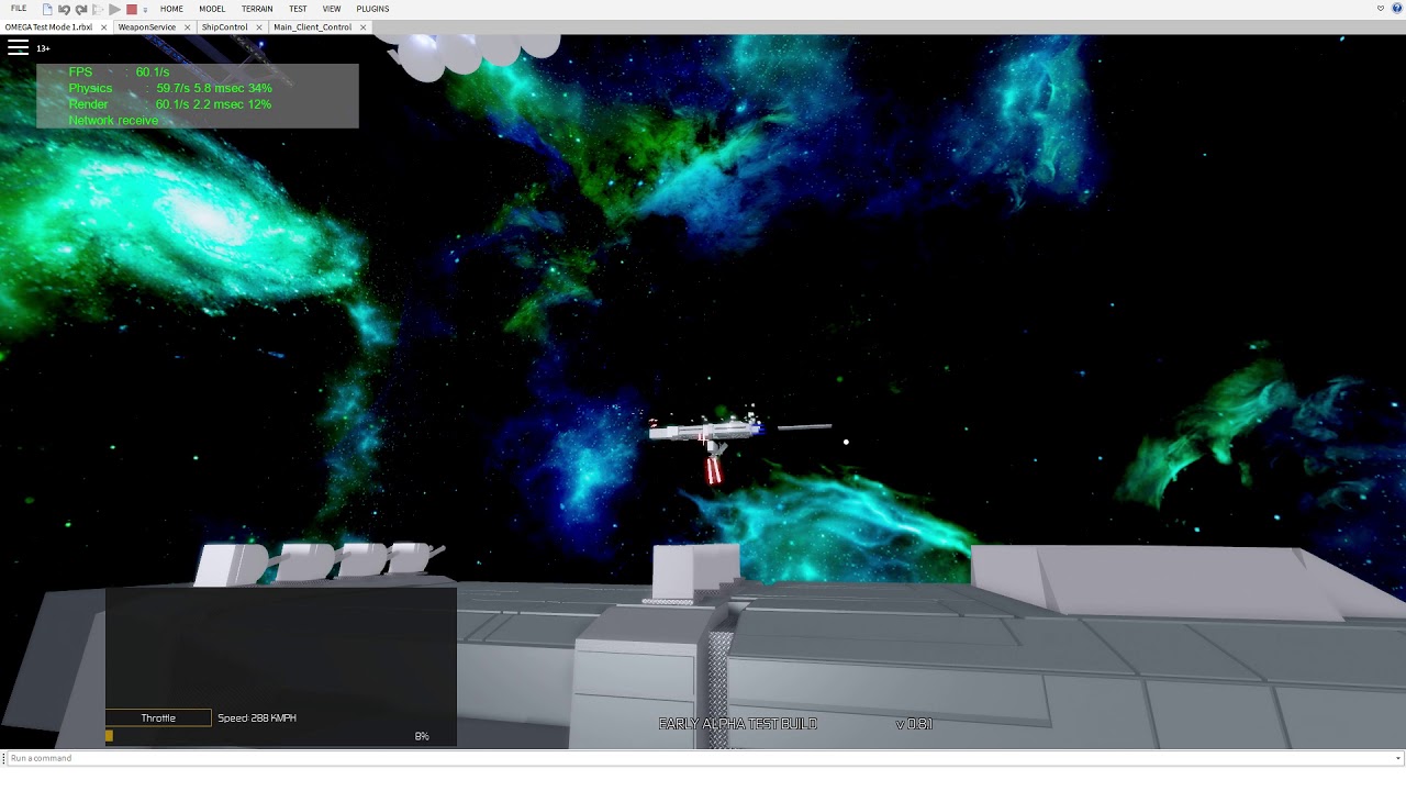 Warship firing a spread of lasers in ROBLOX - YouTube