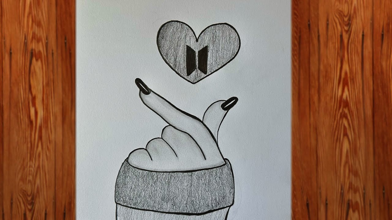 Tumblr Korean Finger Heart Drawing | BTS Hand Drawing | BTS DRAWING ...