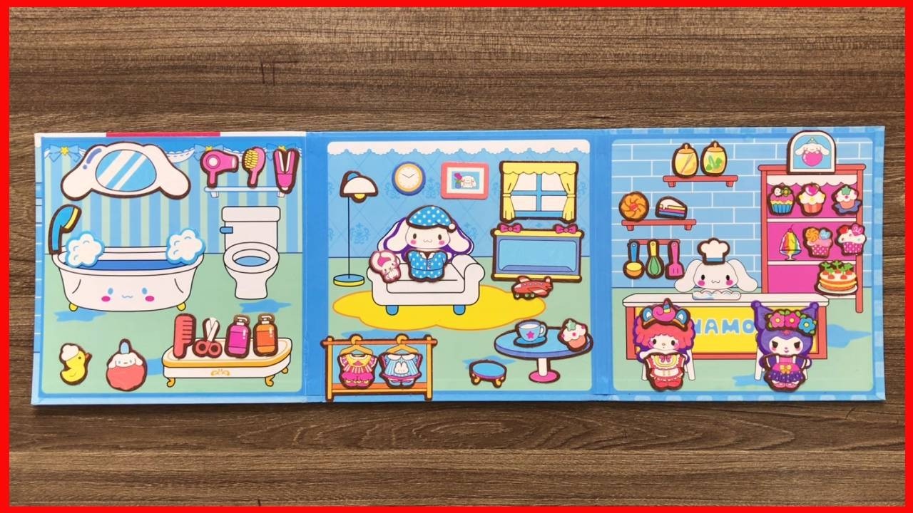 Cinnamoroll Magnetic Sticker Book - Quiet book doll house (Chim Xinh ...