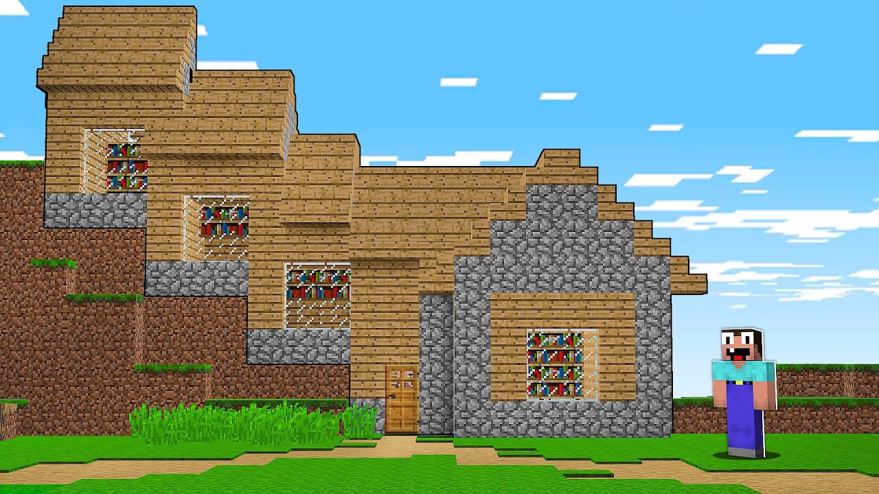 NOOB built the STRANGE VILLAGER HOUSE! in Minecraft Animation Noob vs ...