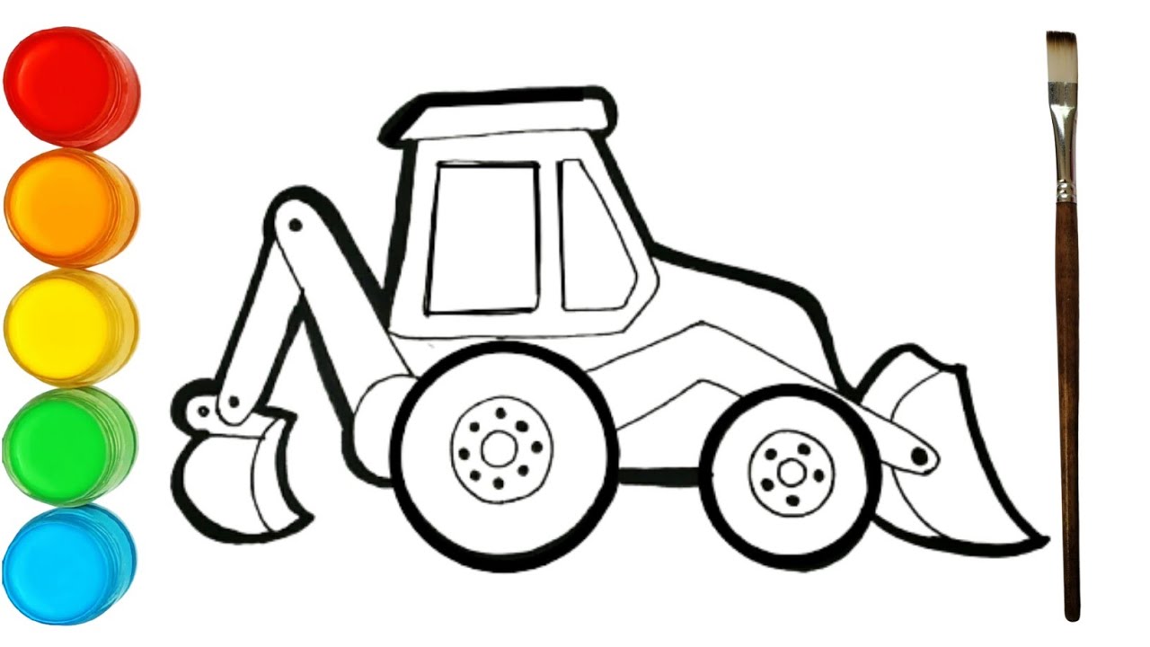 How to draw a JCB | Easy jcb drawing | acrylic painting ചിത്രം വര - YouTube