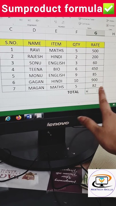 sumproduct formula in ms-excel #shortcut#excel#sum#sumproduct#formula#exceltutorial - YouTube