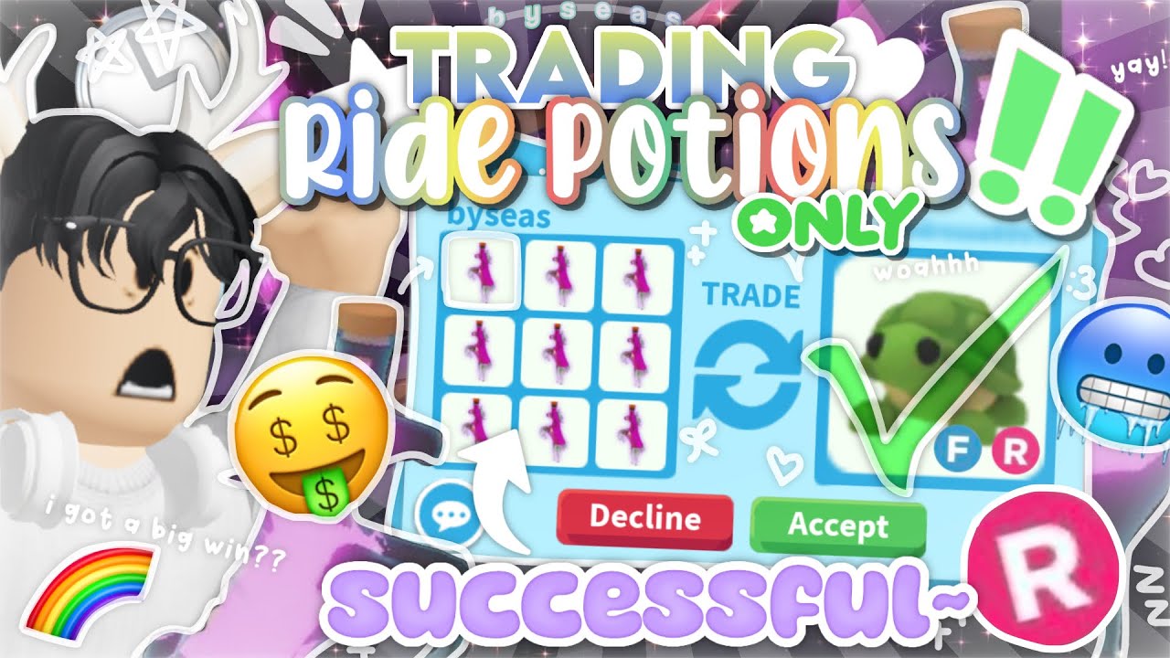 trading *RIDE POTIONS* ONLY in ADOPT ME for 24 hours (huge win?? :: 🤑 ...