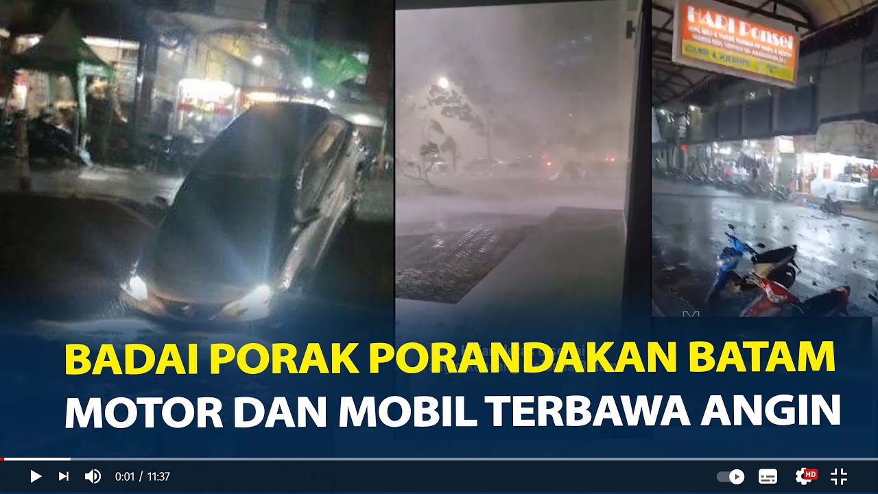 Hujan Badai Porak Porandakan Batam, Bangunan Roboh, Motor dan Mobil ...
