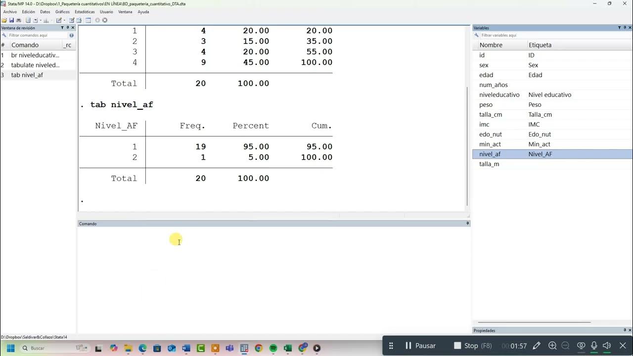 14. STATA, comando "tabulate" o tabular - YouTube