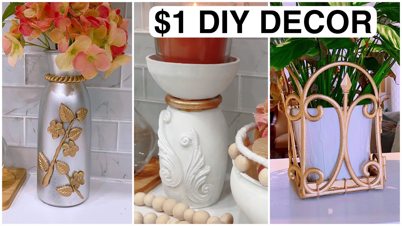 DIY DOLLAR TREE HOME DECOR PROJECTS - Easy + Cute $1 Decor ...