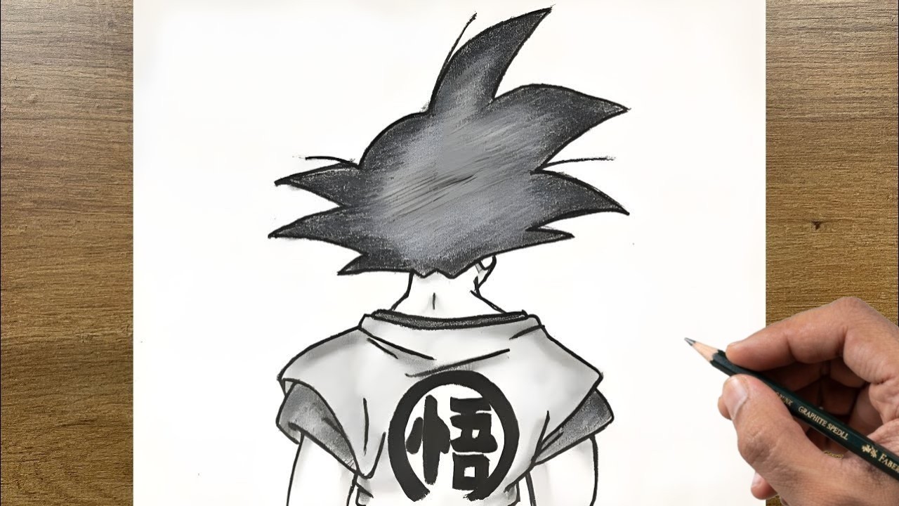Back View Goku Drawing Step-by-Step || Easy drawing ideas for beginners ...