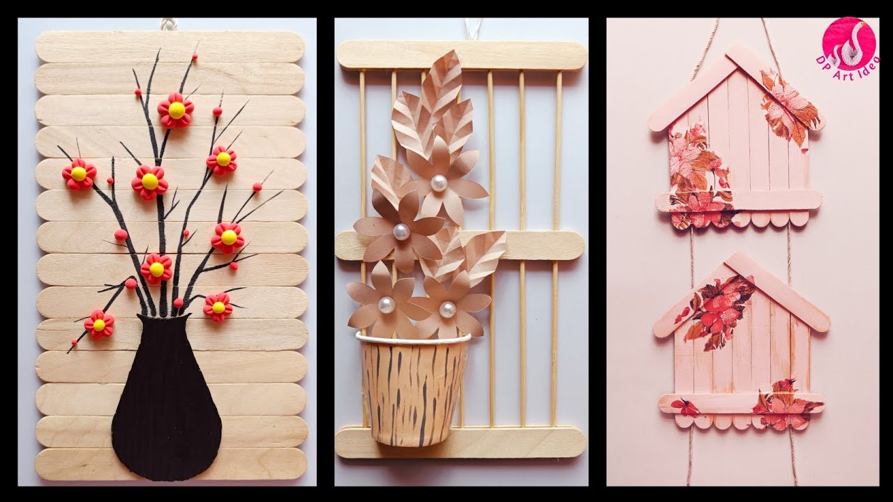 3 DIY Wall Hanging || Room decor Idea || Clay Art || Ice Cream Stick ...