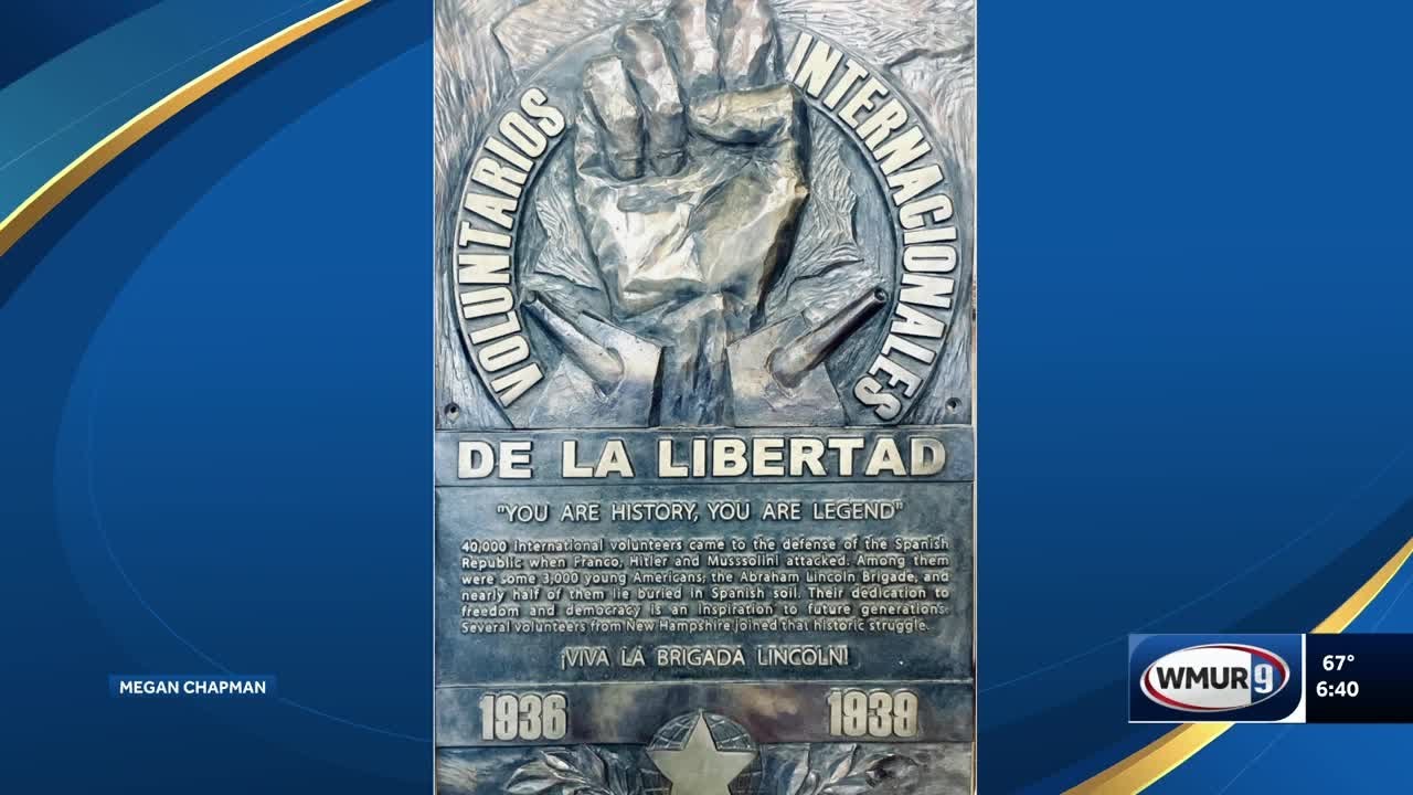Plaque honoring New Hampshire veterans of the Abraham Lincoln Brigade ...